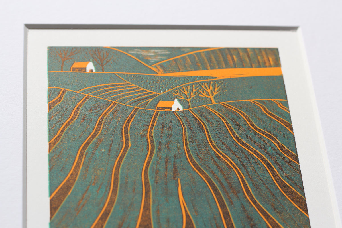 'Rolling Fields' | Original Linocut Print – Laylart Studio